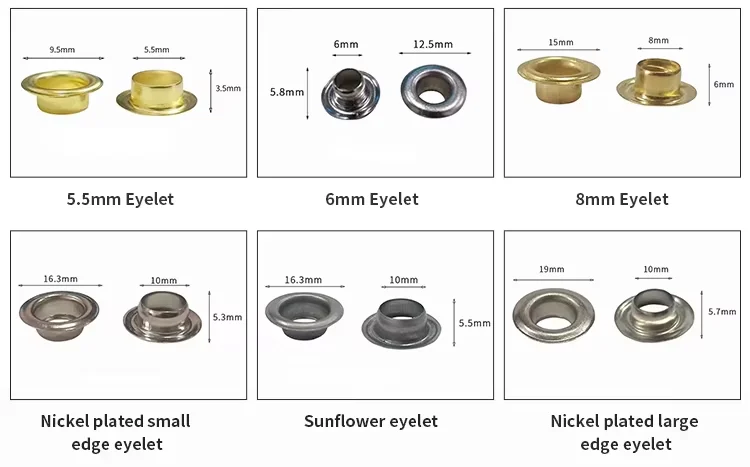 Wholesale Price 5000pcs 5.5mm To12mm Nickel Plated Eyelets Grommets ...