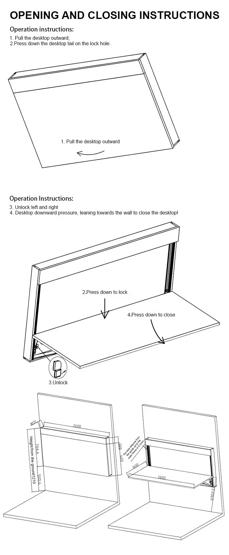 Hidden Hardware Mechanism Hanging Computer Drop Leaf