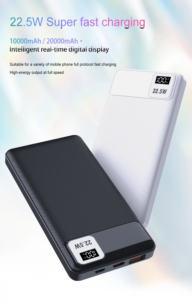 Customized Logo High Quality 20000mah Power Bank Led Display Portable Pd 22.5w Fast Charging ...