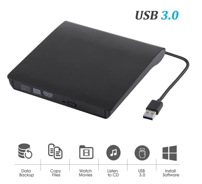 USB 3.0 External DVD-RW CD-RW Burner Recorder for Macbook Pro