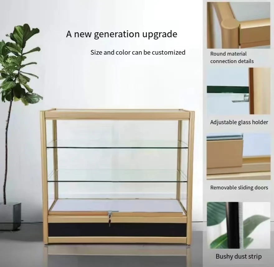 70'' Extra Vision showcase Display Cabinet MDF Tempered Glass Slide ...