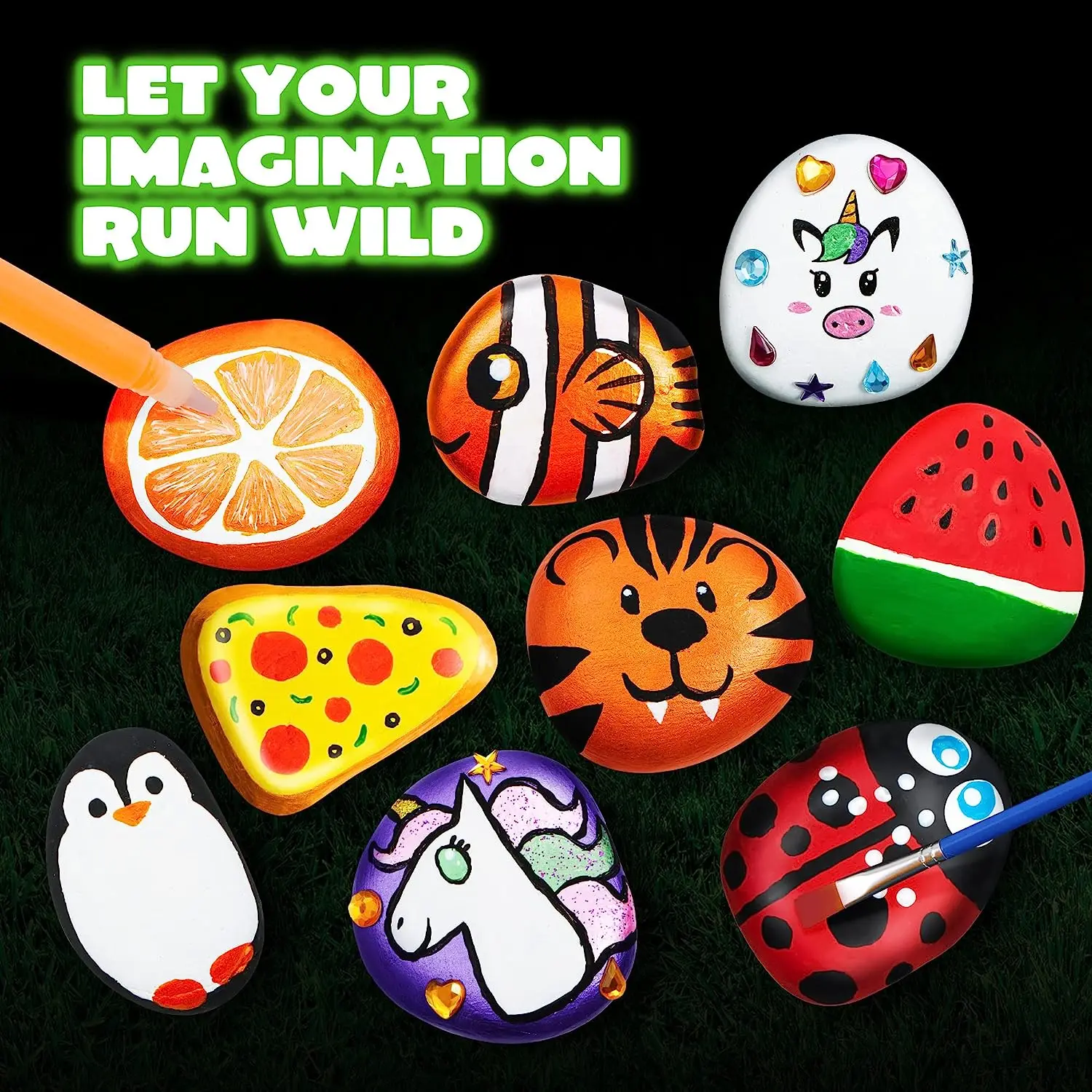 Diy Rock Painting Kit Creative Child Drawing Toy Colorful Acrylic ...