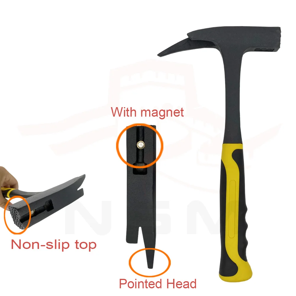 Pointed Head Milled Face Shock-absorbing Rubber Coated Roofing Hammer ...