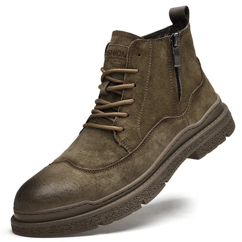 New Fashion Casual Men's British PU High Top Soft Sole Boots