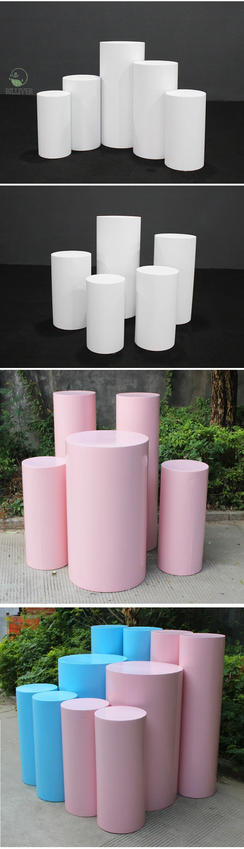 Dessert Cake Table Metal Cylinder Pedestal Sets Round Plinths Furniture ...