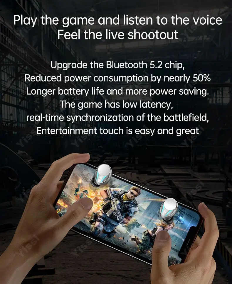 New M41 Tws Earphones Bt 5.2 Colorful Breathing Light Gaming Hifi Bass ...