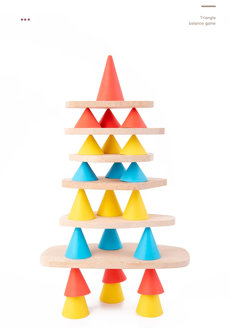 Wooden Triangle Cone Stacking Blocks - Early Education Toy