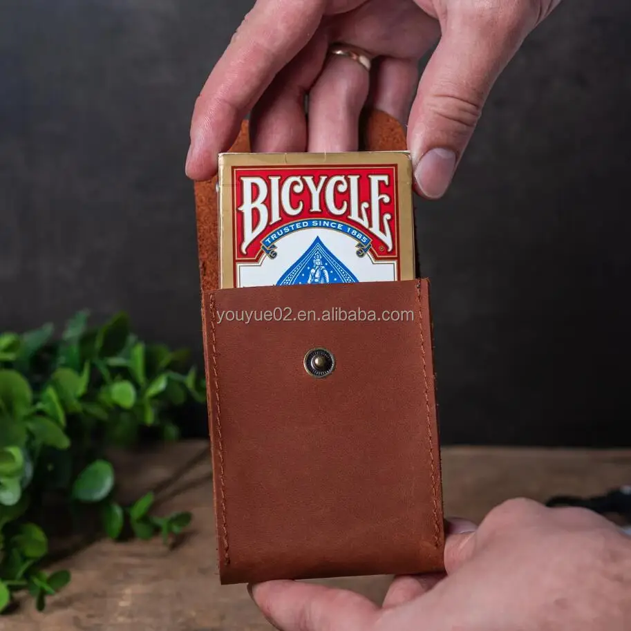 Real Leather Playing Card Case Travel Game Set Accessory Poker Cards ...