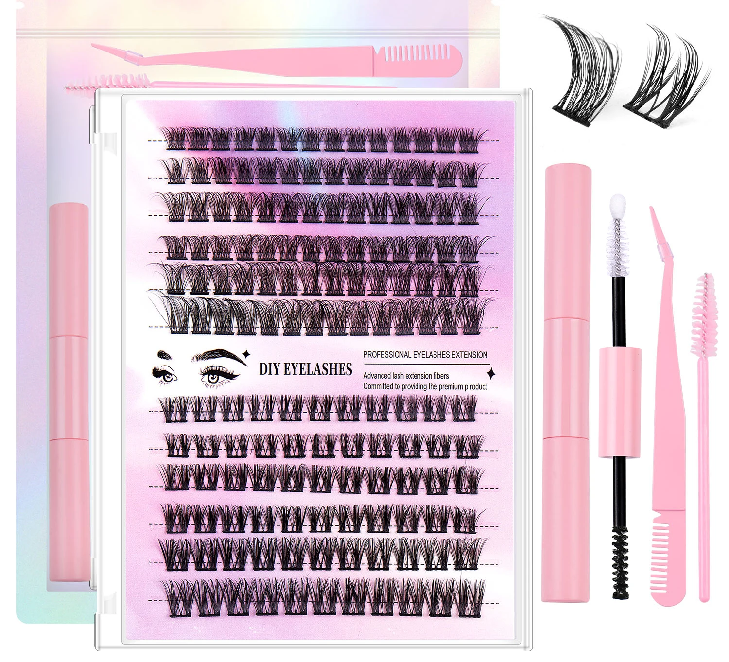 Grafting Cluster Segment Long DIY Lash Kit - Natural Eyelashes