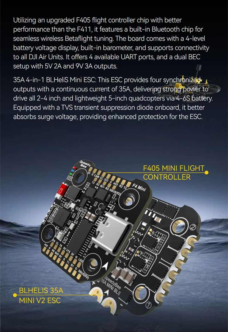 Speedybee F405 Mini 20x20 FC Stack - Efficient Flight Control