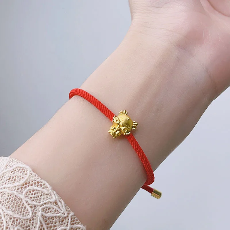 Cute Dragon Beads Red Rope Bracelet - Chinese Style Gift