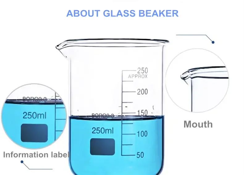 Transparent Glass Beakers - Lab Quality and Custom Sizes