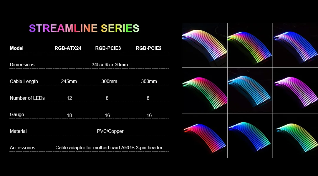 Qingsea 24pin Neon Line Cable - RGB LED Extension Cord