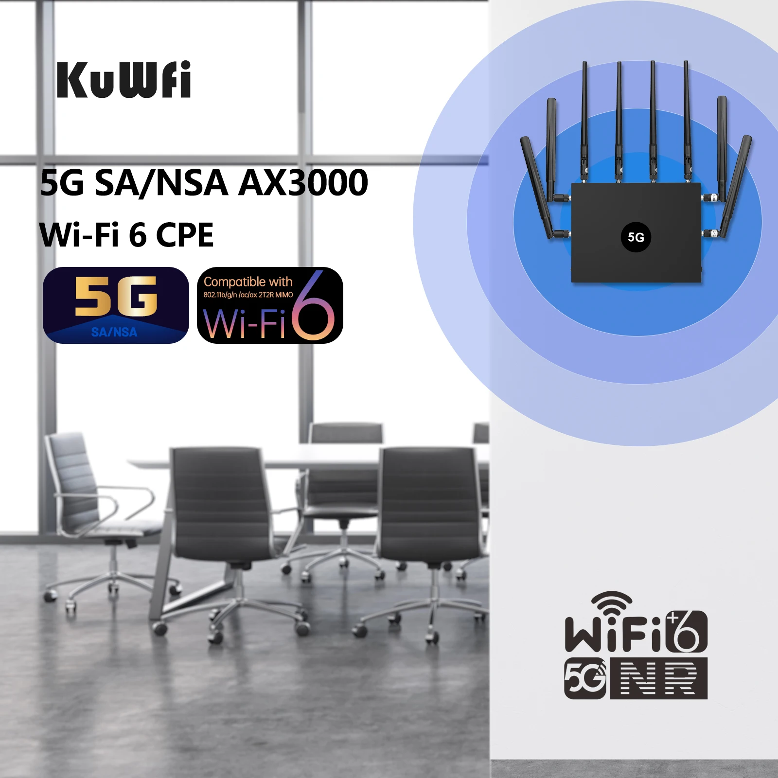 Kuwfi 5G CPE - 2.5gbps Dual Band Wireless Modem Router