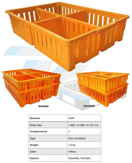UP HDPE Plastic Crates Blue Color 600 X 400 X 260 Stackable Food Grade ...