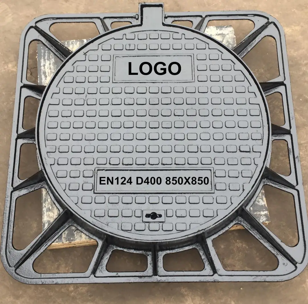 20 Inch Cast Iron Manhole Cover Black Septic Tank Lid with Base Round ...