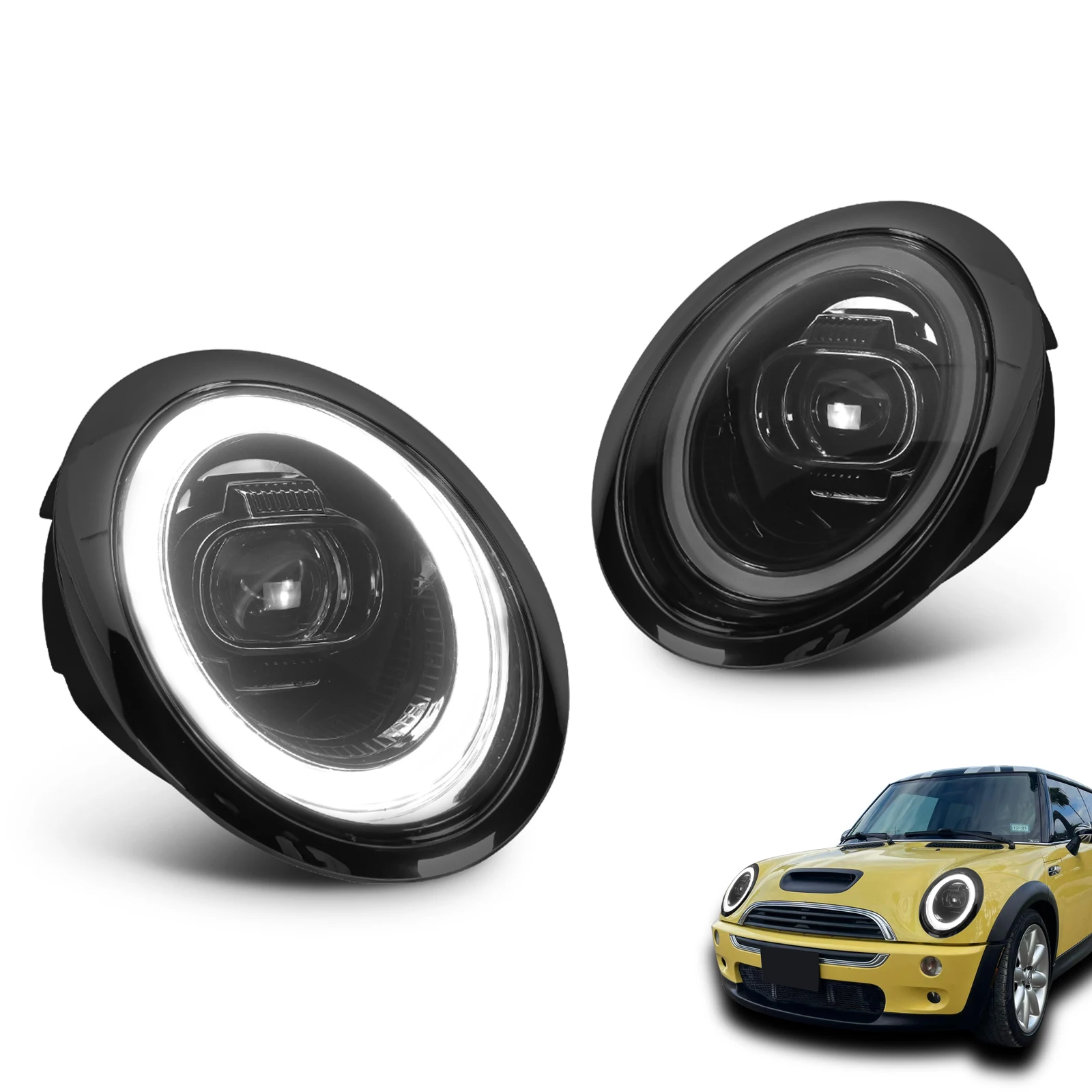 Archaic LED R50 JCW Headlight 2002-2006 Emark Approved Front Lamp for ...