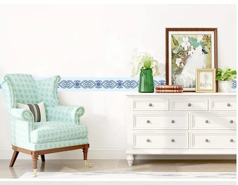 Custom Vinyl Waterproof Border Designs Wallpaper Geometric