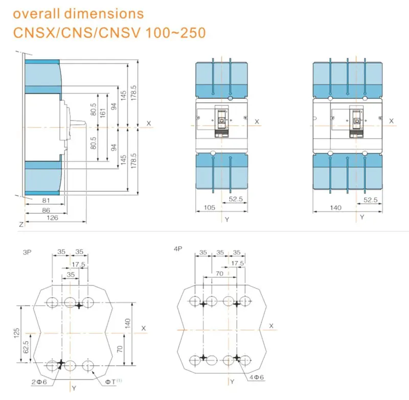 Customized Mccb Nsx 250a 4p Circuit Breaker Electric Factory Mcb ...
