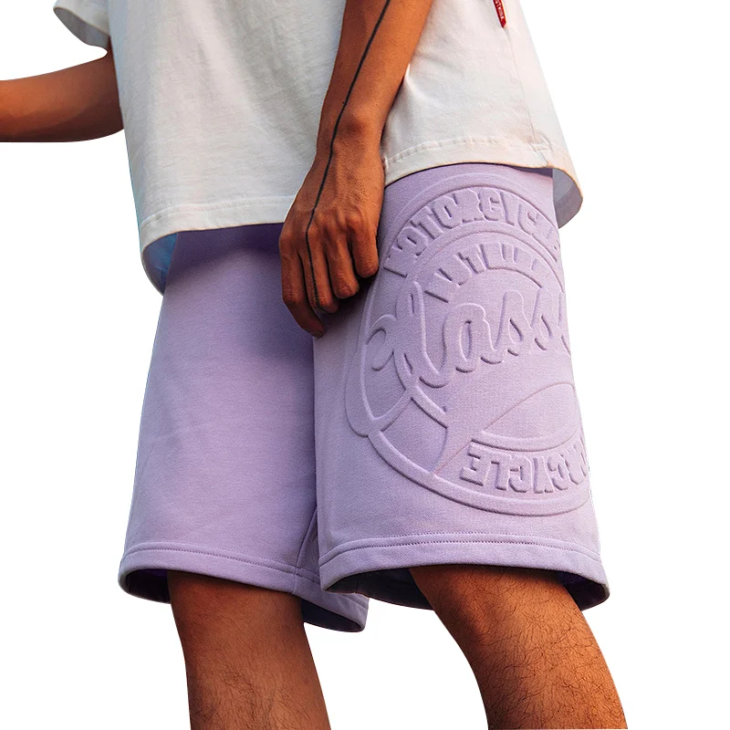 Mens Summer 3d Embossed Logo Biker Shorts Set Cotton Custom Workout ...