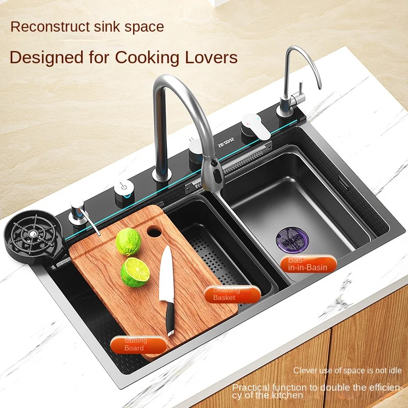 2025 New Product Modern Black Smart Integrated Kitchen Sink Undermount ...
