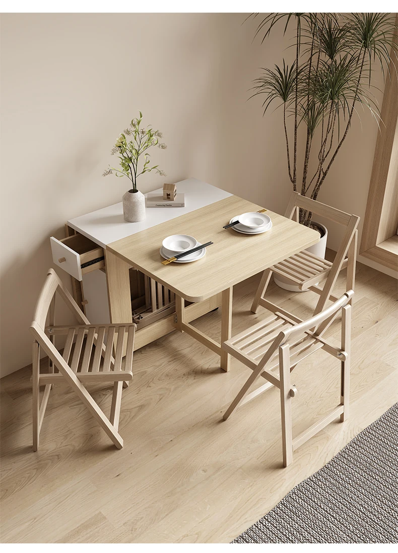 Modern Expandable Wooden Folding Dining Table - Space-Saving Design for ...