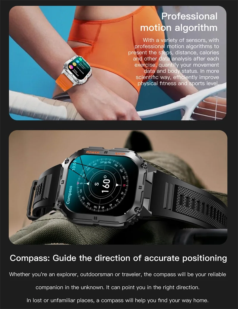 K61 Pro Smartwatch - Outdoor Sports Watch with AMOLED Screen