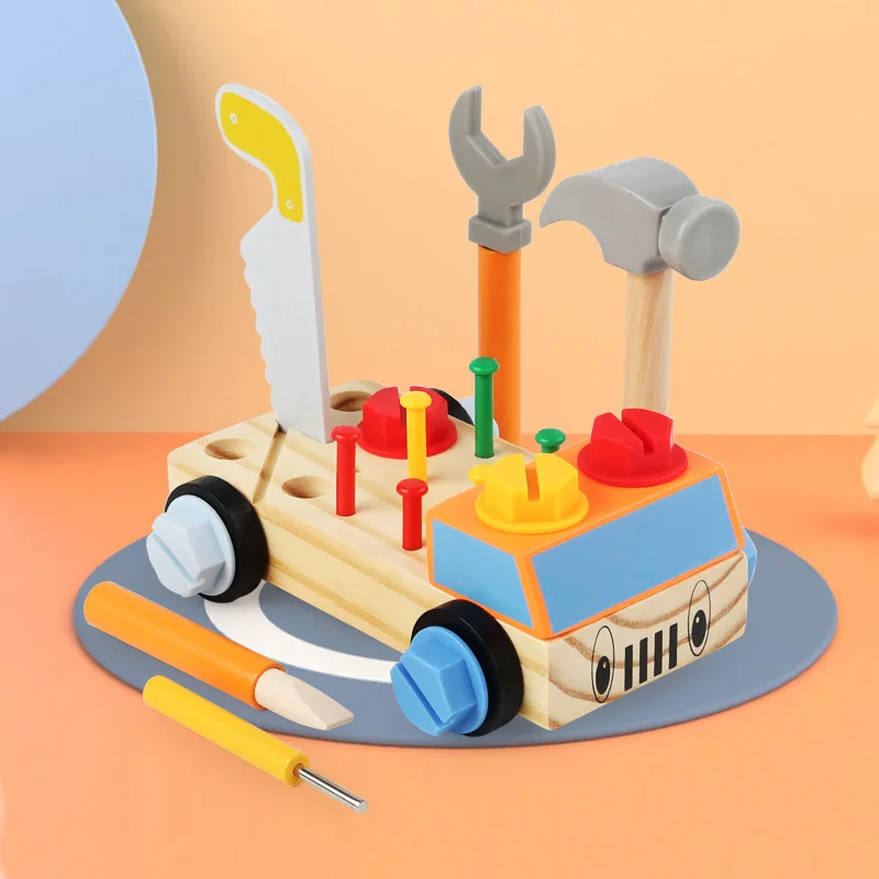 Hoye Crafts Children Wood Screw Disassembly Car Toy Wooden Tool Blocks ...