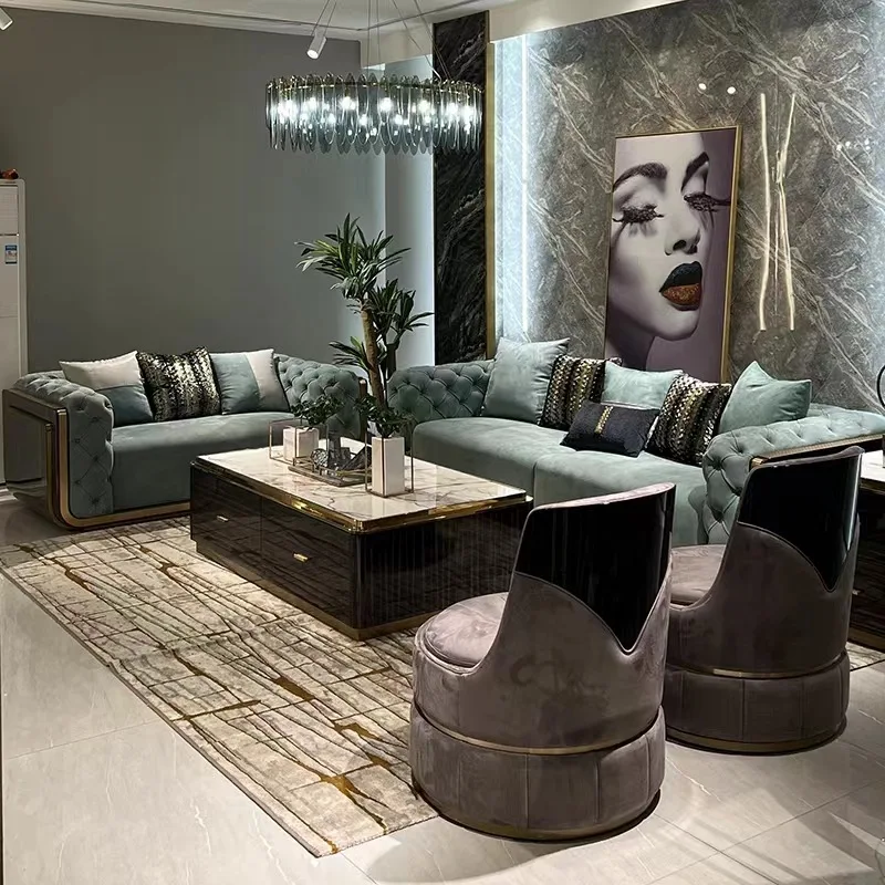 Italian Style Luxury Frosted Leather Sofa for Modern Living
