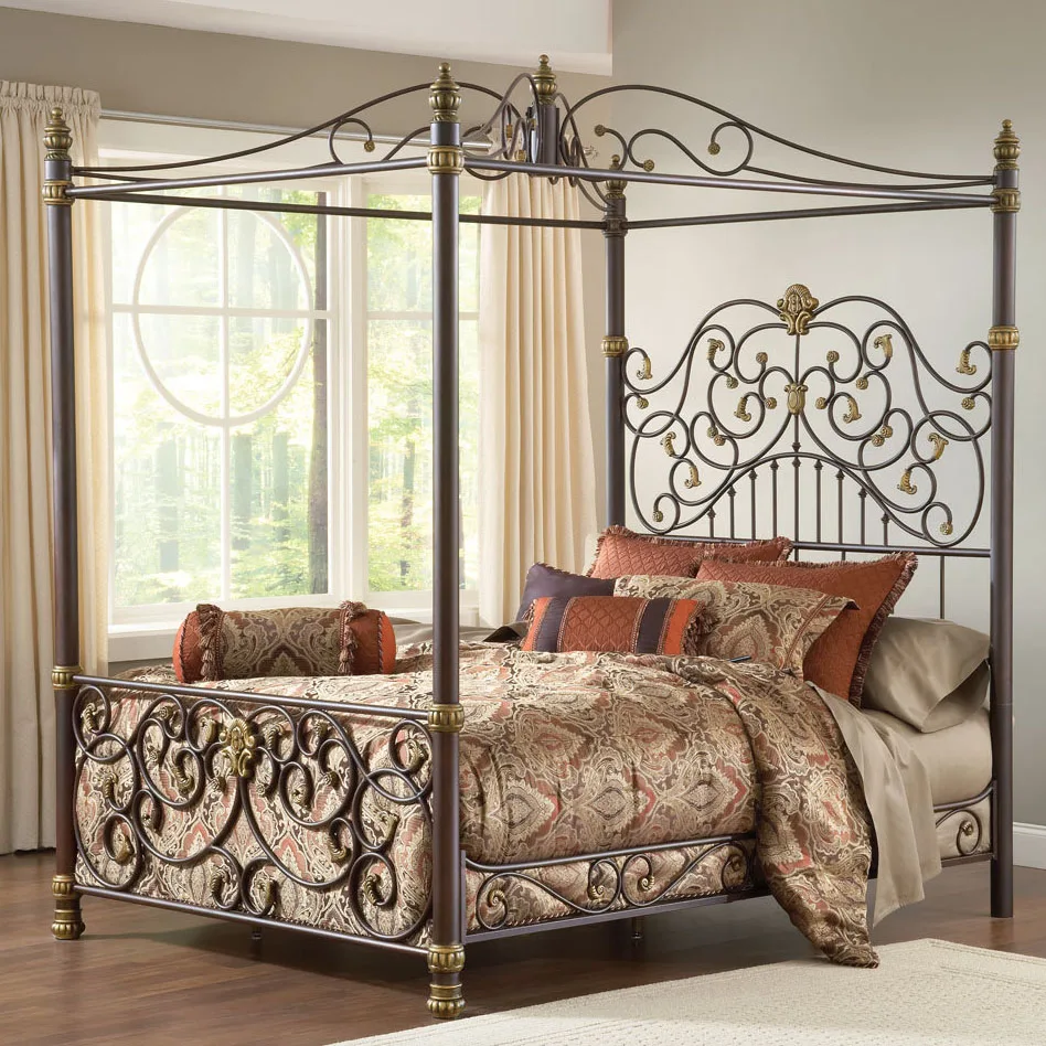 Rod iron canopy bed frame store