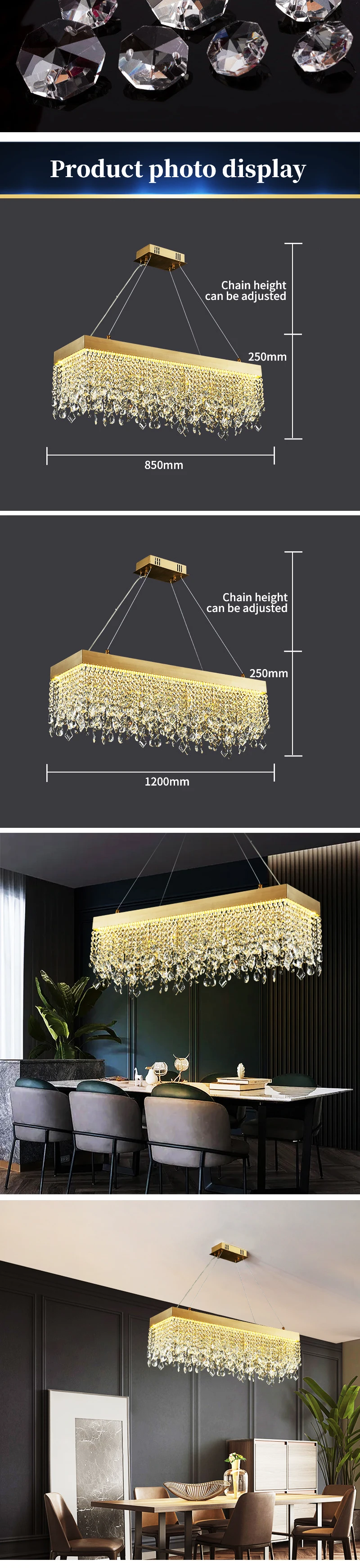 Modern Dining Table Crystal Chandelier - LED Pendant Light