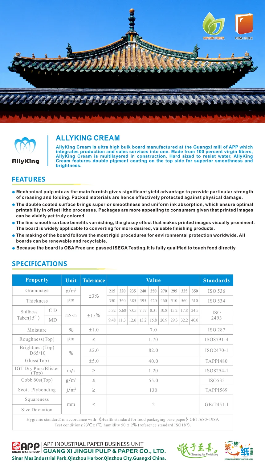 ASIA PULP and PAPER APP ALIKING C1S IVORY BOARD - Premium Quality