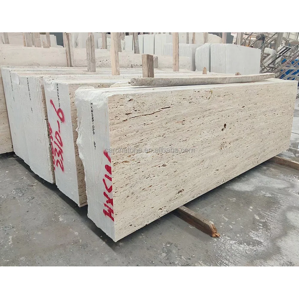 Customized Villa House Natural White/beige Travertine Wall Cladding ...