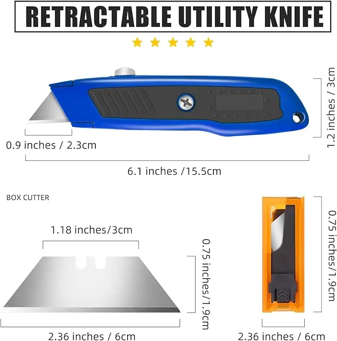 4-pack Box Cutter Utility Knife Heavy Duty Aluminum Shell Retractable ...