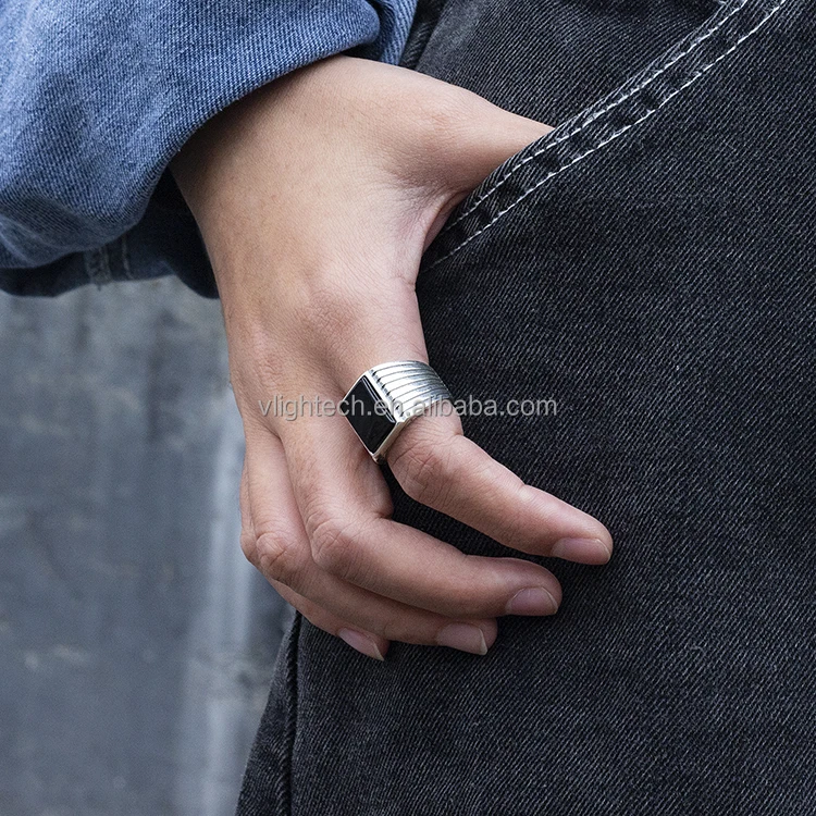 Sliver Hand Ring 925 Sterling Silver for Men Vintage Natural Agate ...