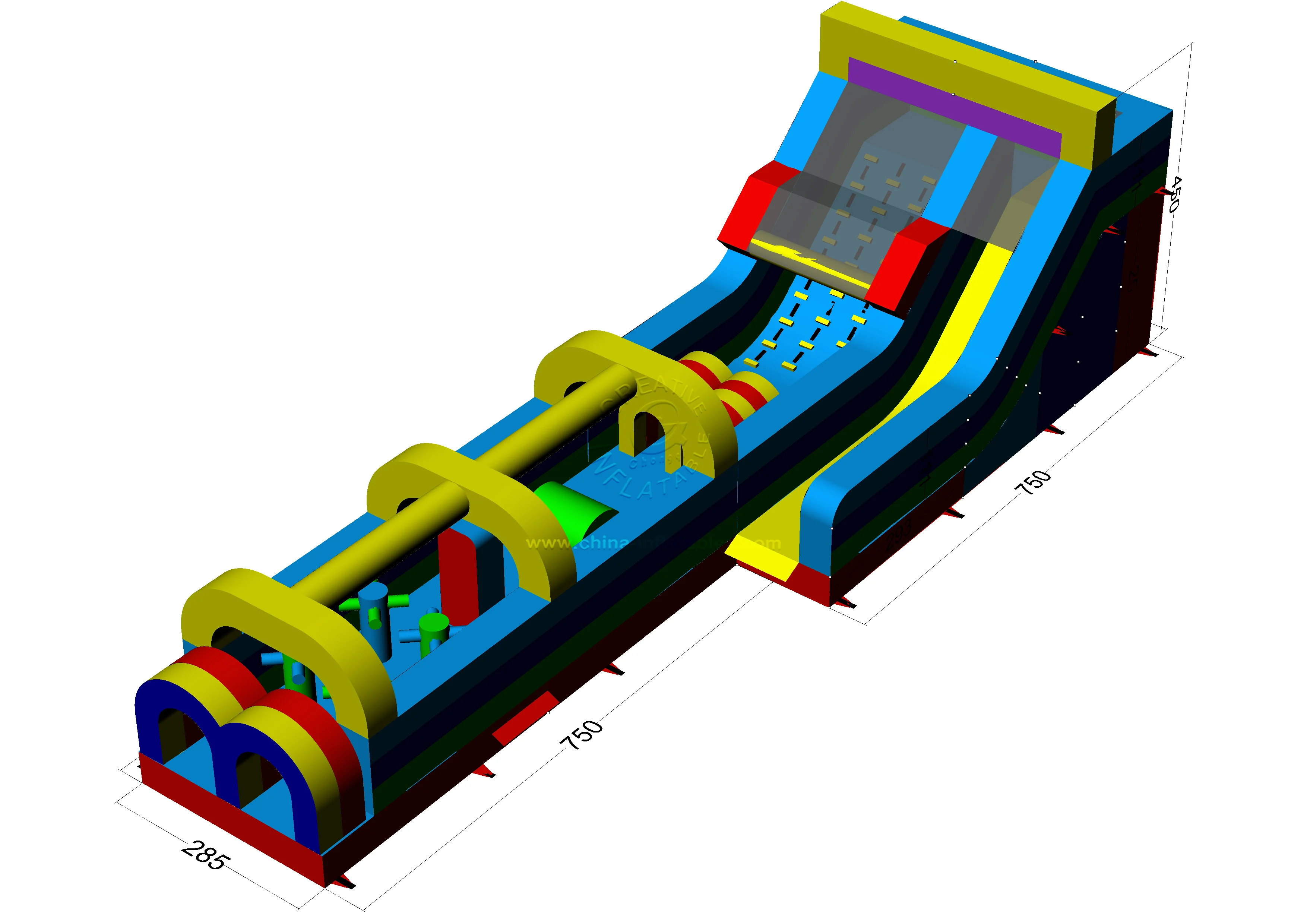 Inflatable Bouncer Long Kids Inflatable Obstacle Course Inflatable ...