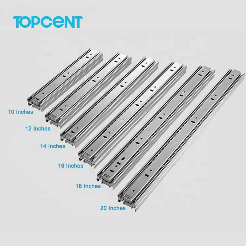 Topcent 450mm Full Telescopic Rail Slide Cabinet Drawer Guide