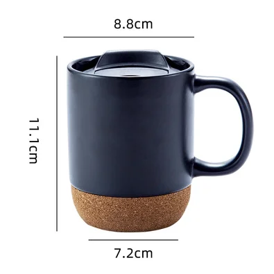 Custom Cork Mug Logo 15oz Matte Black Cork Base Coffee Mug With Lid ...
