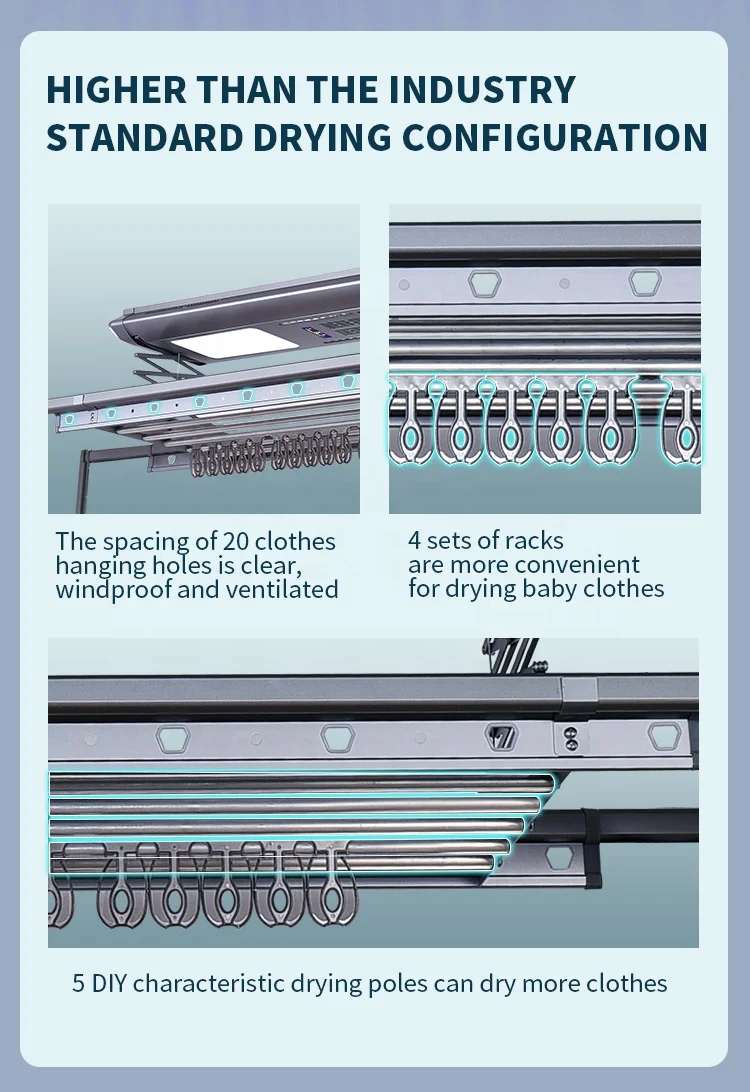 Smart Ceiling Voice Command Wall Clothes Electric Clothesline ...