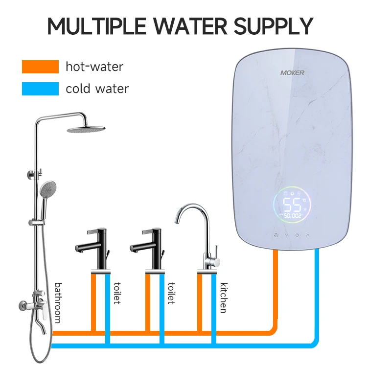 220V Low Power Wall Mounted on Demand Electric Instant Hot Water Heater ...