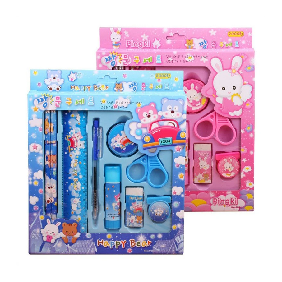 9 Pcs Fancy Cute Cartoon School Kids Stationery Gfit Set Kit - Buy ...