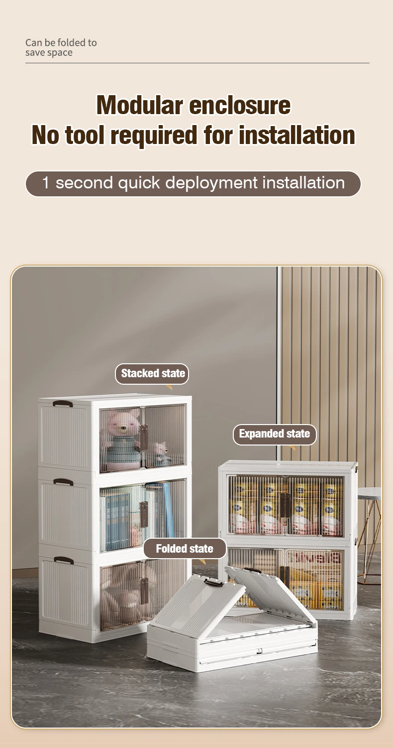 Collapsible Plastic Foldable Cupboard Cabinet - Multi-Use Storage