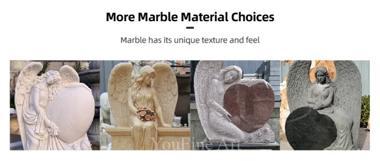 Modern Black Granite Double Angel Headstone Tombstone Cemetery Memorial ...