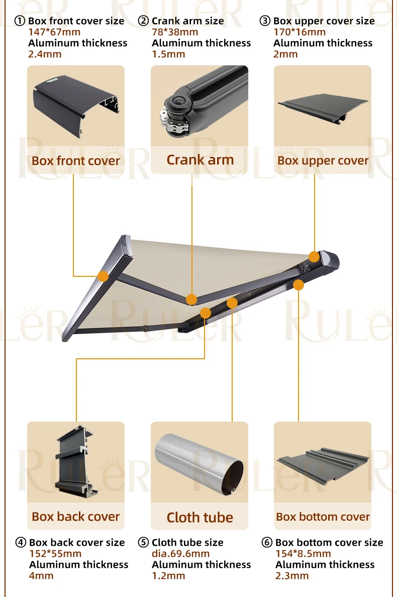 Outdoor Garden Patio Rain Sensor Control Balcony Motorized Led ...