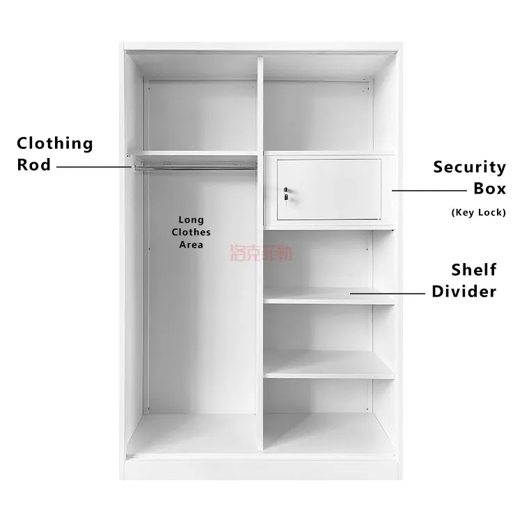 2 Door Steel Wardrobe with 3 Shelves Metal Locker Iron Storage with ...