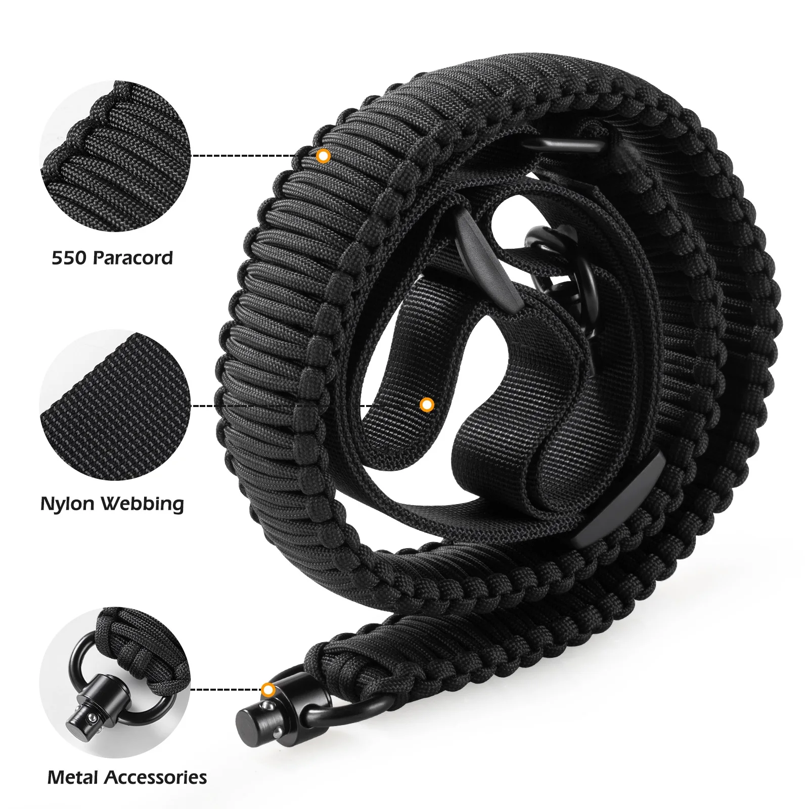 Outdoor Hunting 550lb Paracord Slings Qd Swivels Two Points Sling Nylon ...