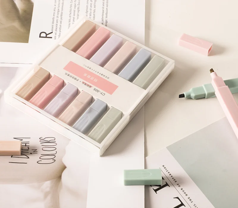 6 Pack Pastel Highlighter Set - Soft Chisel Tip Markers - Oem