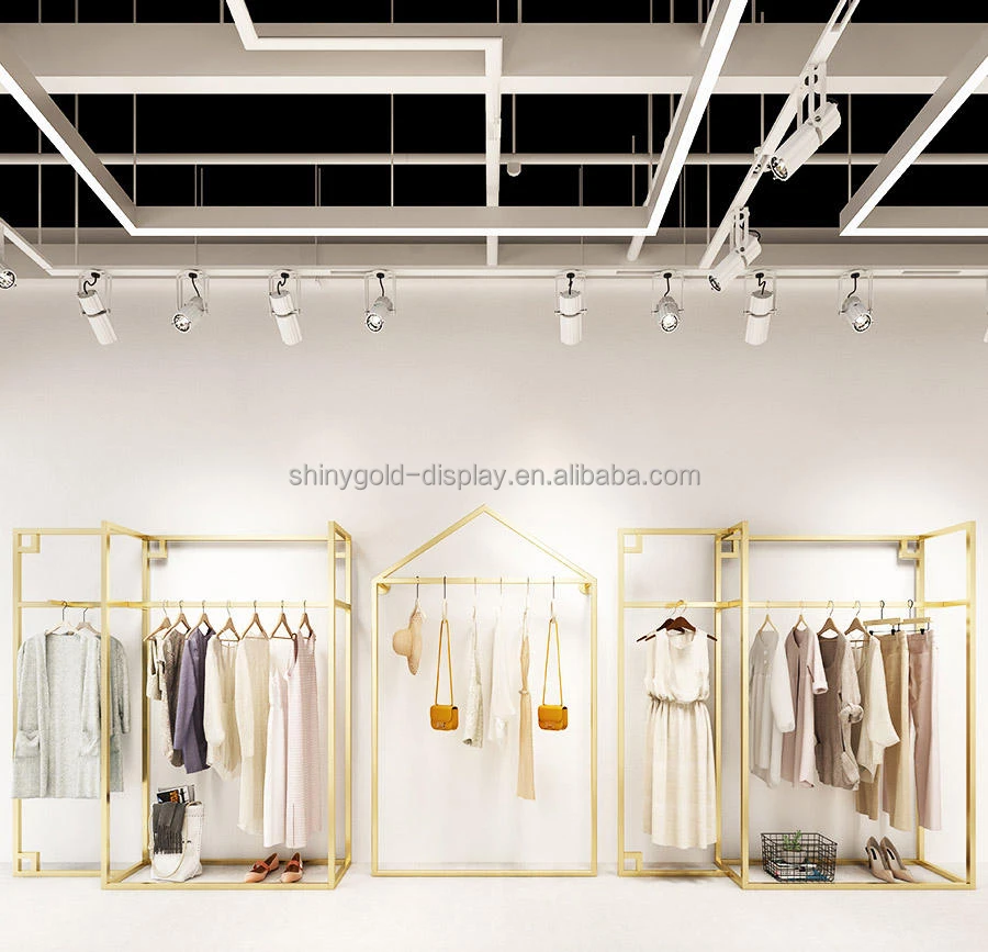 Custom Boutique Retail Store Clothes Rack Wall Mounted Lady Shop Design ...