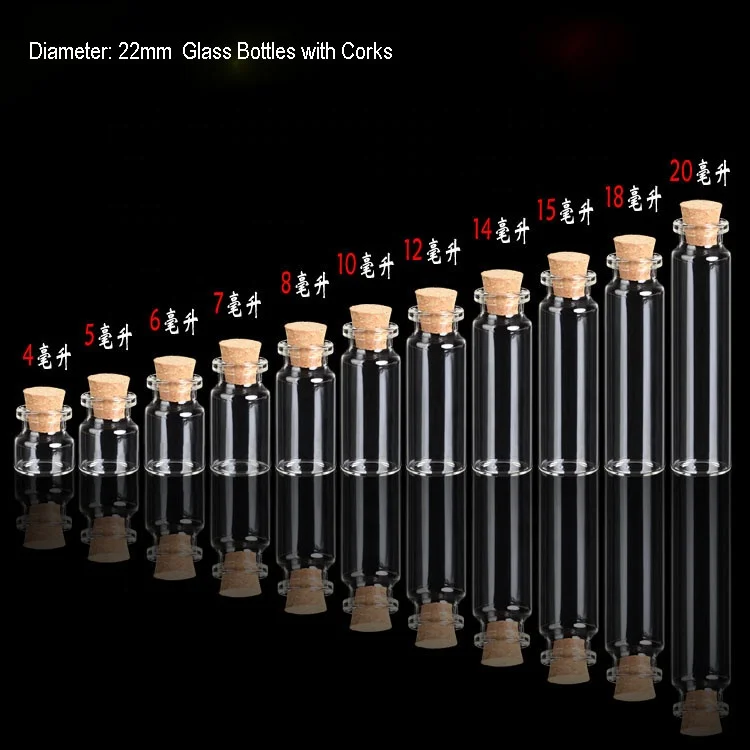 Mini Small 4ml 5ml 6ml 7ml 8ml Clear Glass Jars Containers Mini Decoration Cork 10ml 12ml 14ml ...