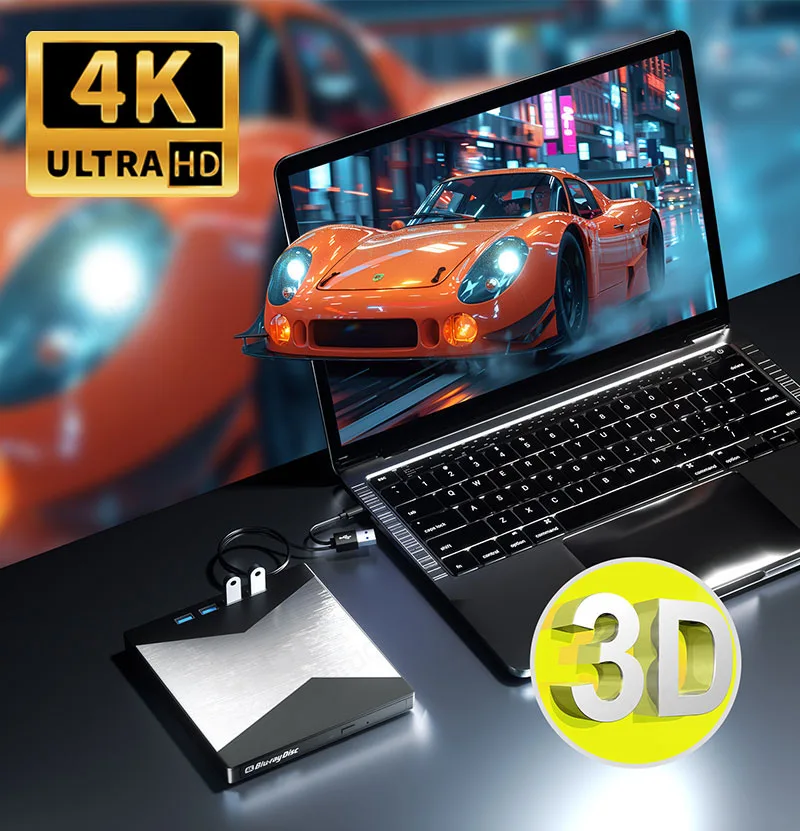 UHD 4K Blu-Ray Burner USB3.0 Type-C External Optical DVD Drive